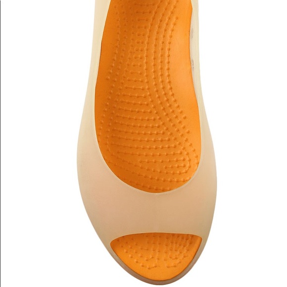 CROCS | Shoes | Crocs Carlie Peep Toe Flat Oystermango Color | Poshmark